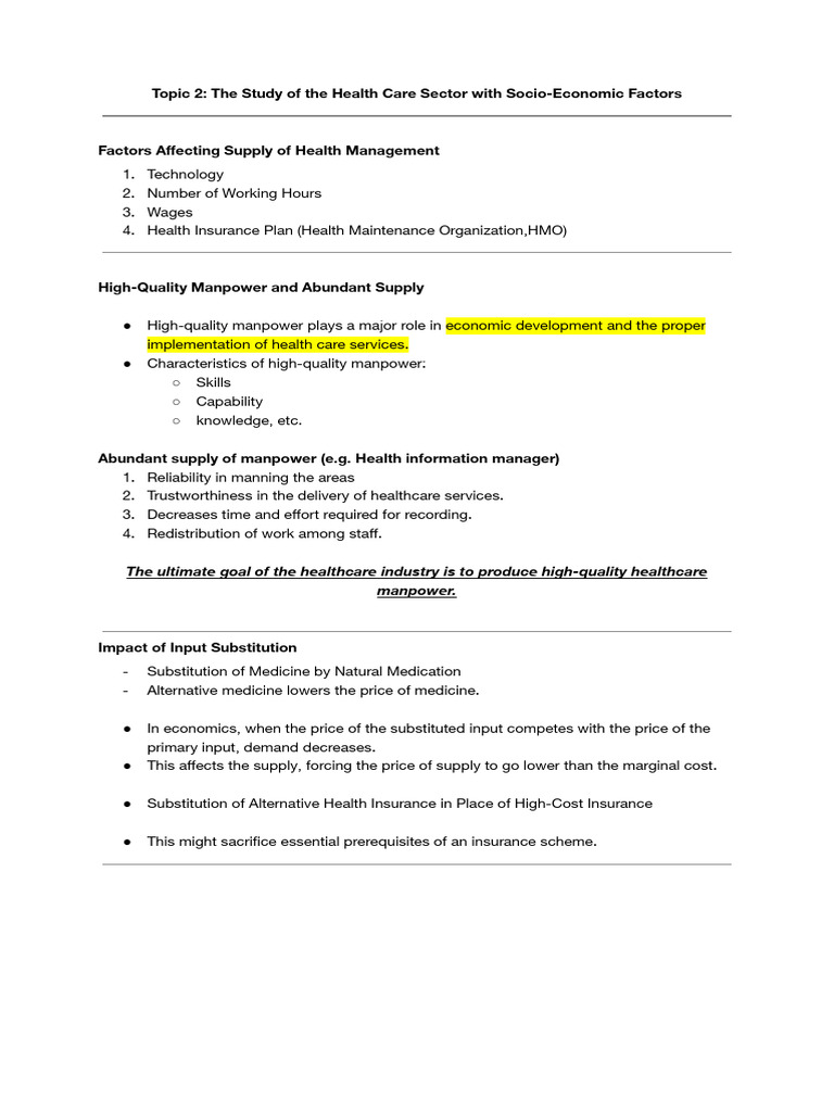 Healthcare Economics - Healthcare Sector | PDF