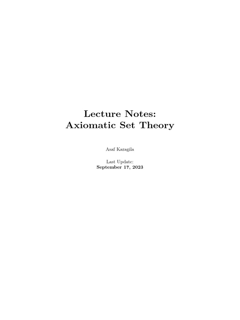Axiomatic Set Theory Lecture Notes | PDF | Set (Mathematics) | Mathematics