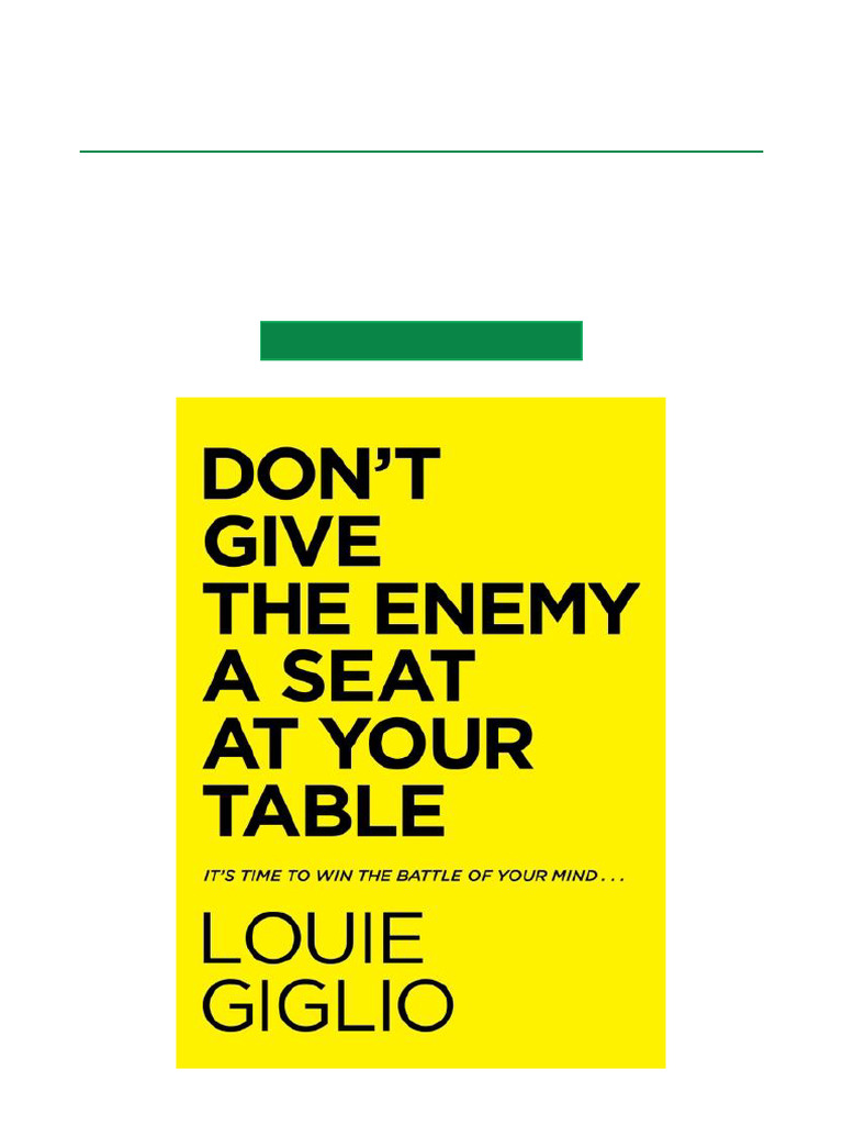 Don't Give The Enemy A Seat at Your Table It's Time To Win The Battle ...