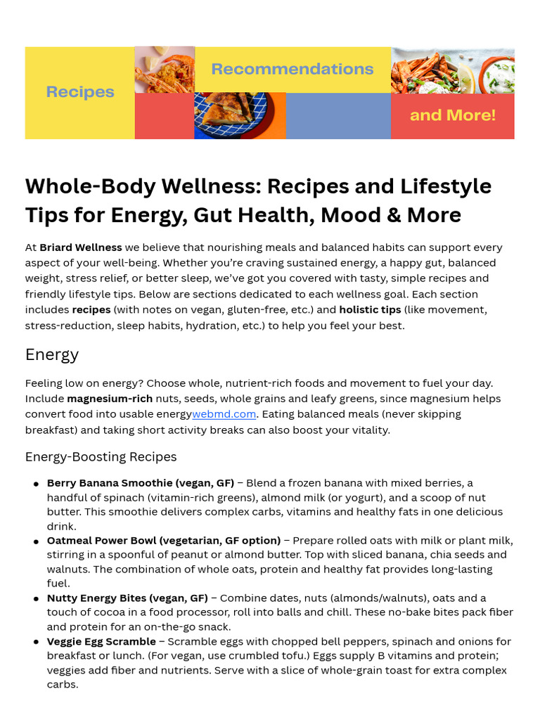 Whole-Body Wellness: Recipes and Lifestyle Tips For Energy, Gut Health ...