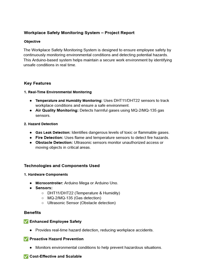 Workplace Safety Monitoring System - Project Report | PDF