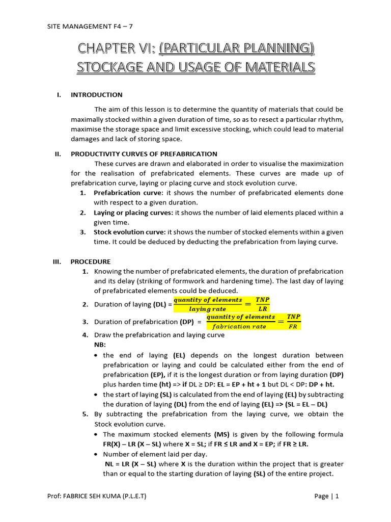 Chap 6 Stockage & Usage of Materials | PDF | Concrete