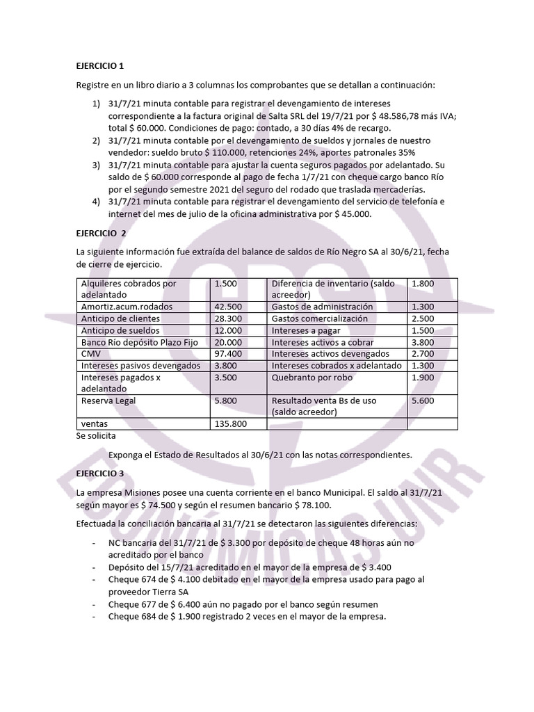 Ejercicios de Integrador_gps | PDF | Bancos | Contabilidad