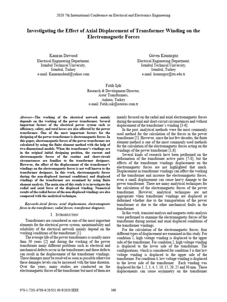 Investigating The Effect of Axial Displacement of Transformer Winding On The Electromagnetic ...