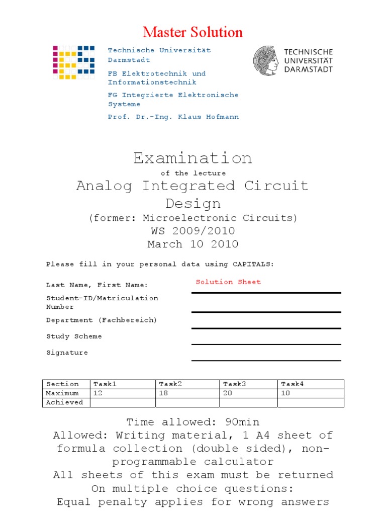 Aicd Exam Solution | PDF | Amplifier | Operational Amplifier