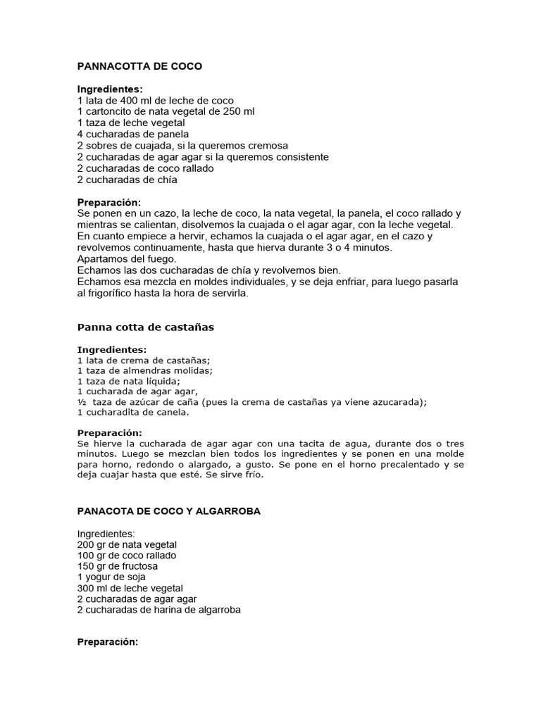 Panna Cotta | PDF | Alimentos | Cocina