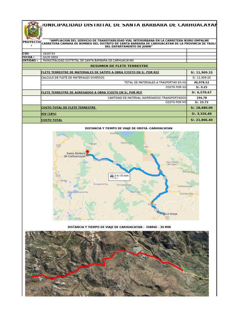 Flete Terrestre - CARHUACAYAN | PDF | Transporte
