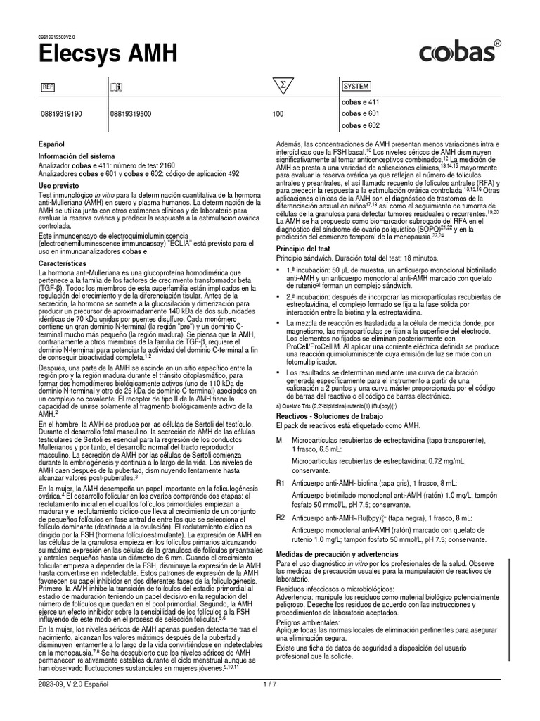 Insert - Elecsys AMH.08819319500.V2.es | PDF | Sistema reproductivo