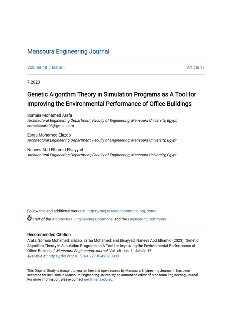 Genetic Algorithm Theory In Simulation Programs As A Tool For Imp Pdf