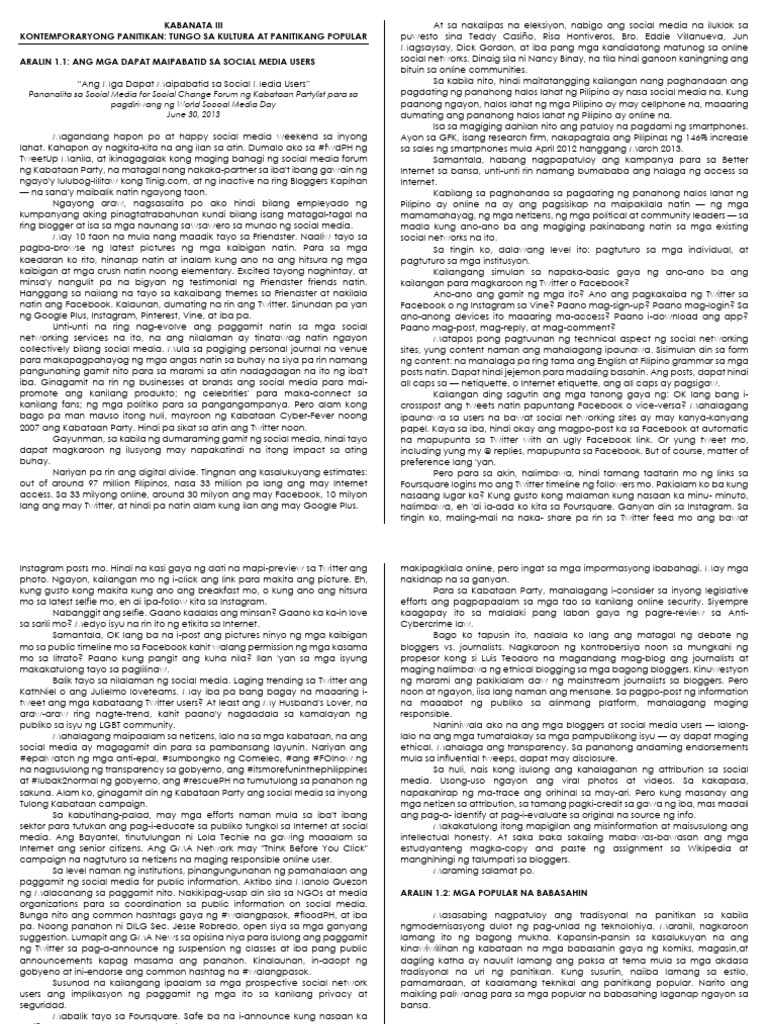 FILIPINO 3rd Q Aralin 1 | PDF