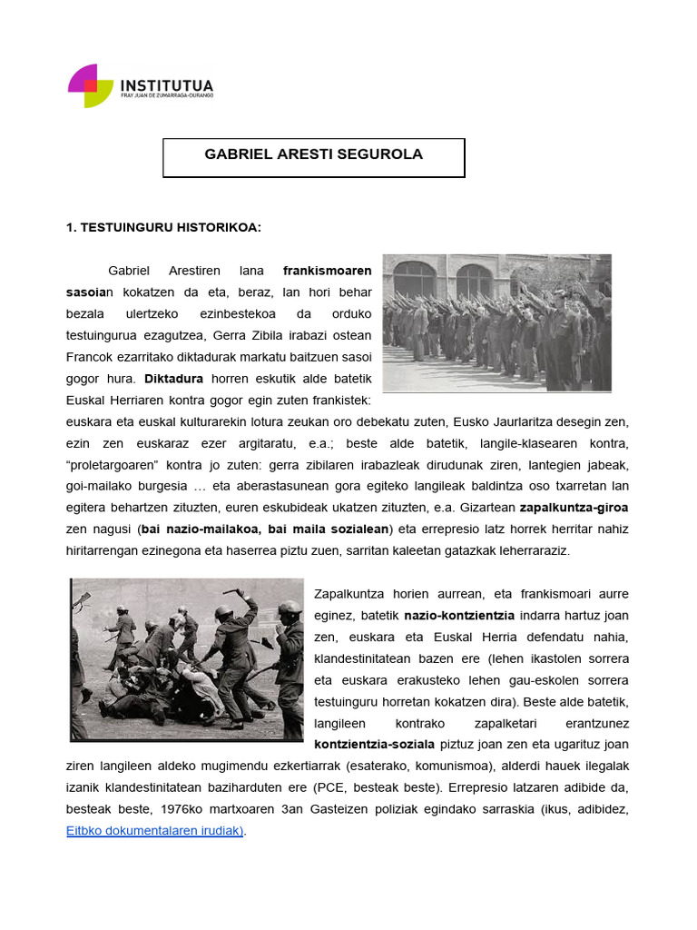 Gabriel Aresti: Teoria-Fitxa | PDF