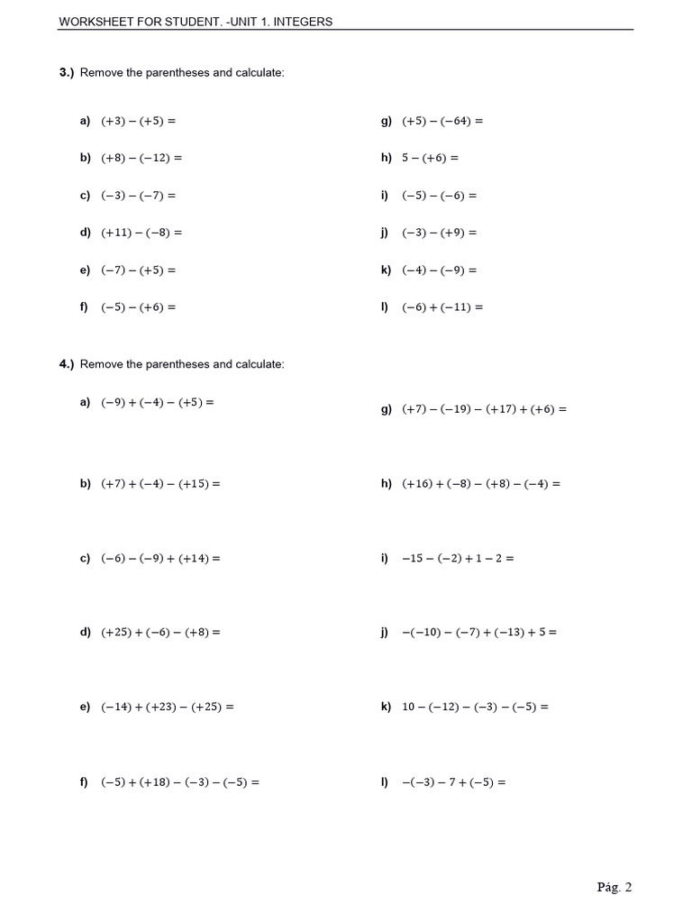 2ºESO EJERCICIOS_ ENTEROS2 | PDF