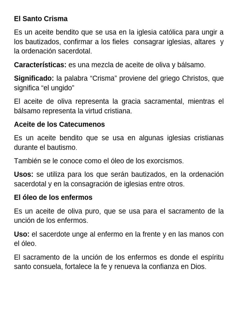 Significado y Uso del Santo Crisma | PDF