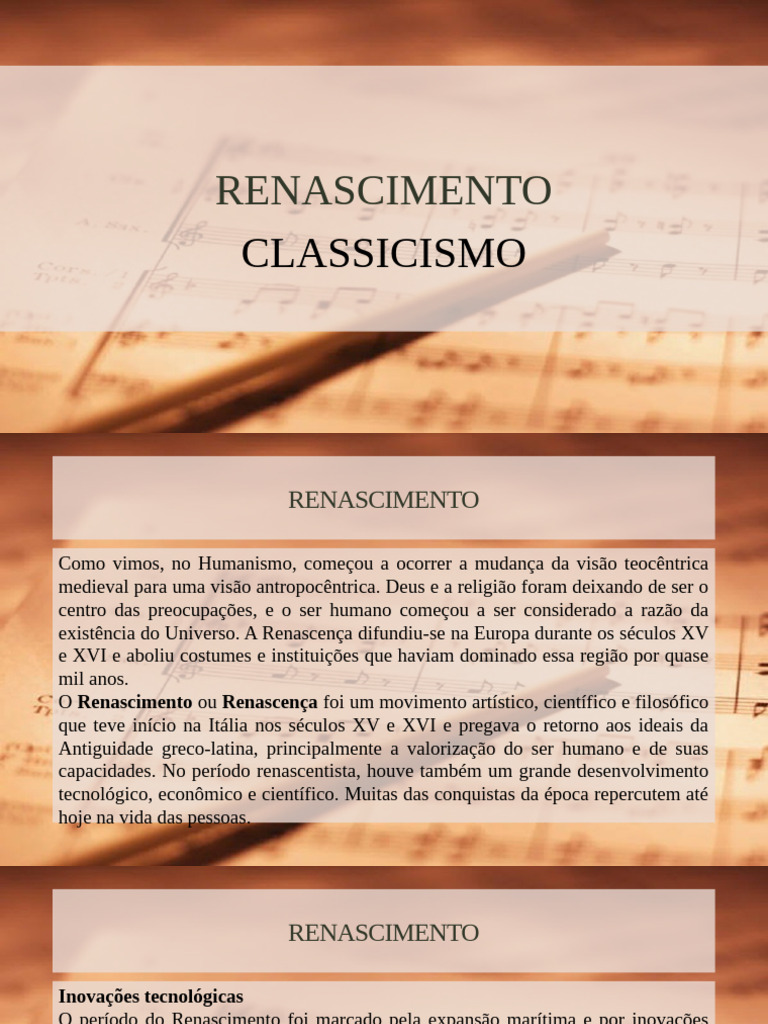 RENASCIMENTO-CLASSICISMO | PDF | Renascimento | Classicismo