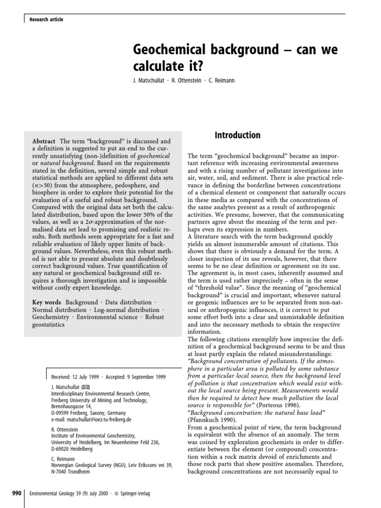Geochemical Background Can We Calculate-1 | PDF | Mode (Statistics ...
