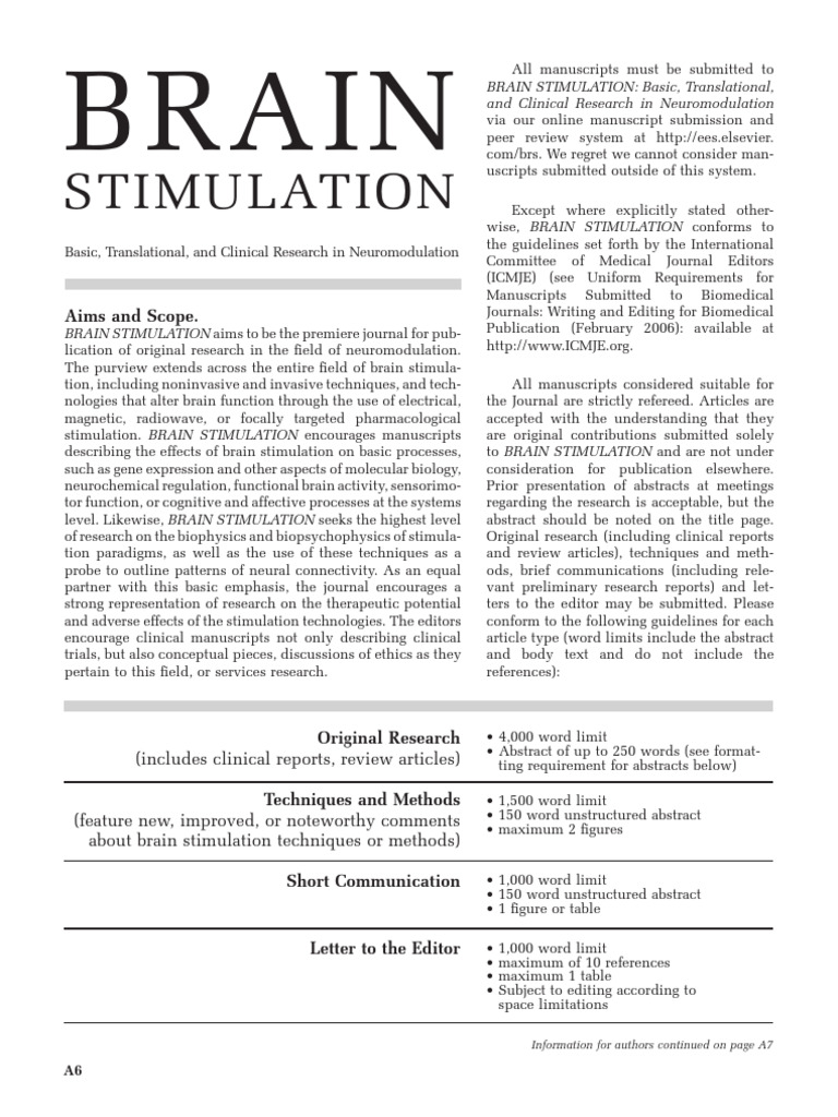 Information For Authors - Brs | PDF | Brain | Conflict Of Interest