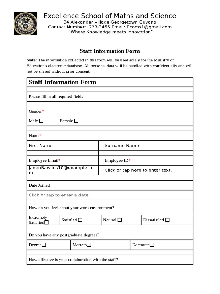 Fillable Employee Form | PDF