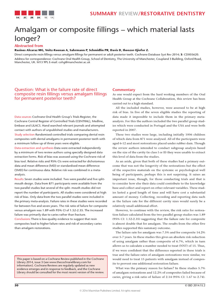Amalgam vs Composite Filling Longevity | PDF | Dentistry