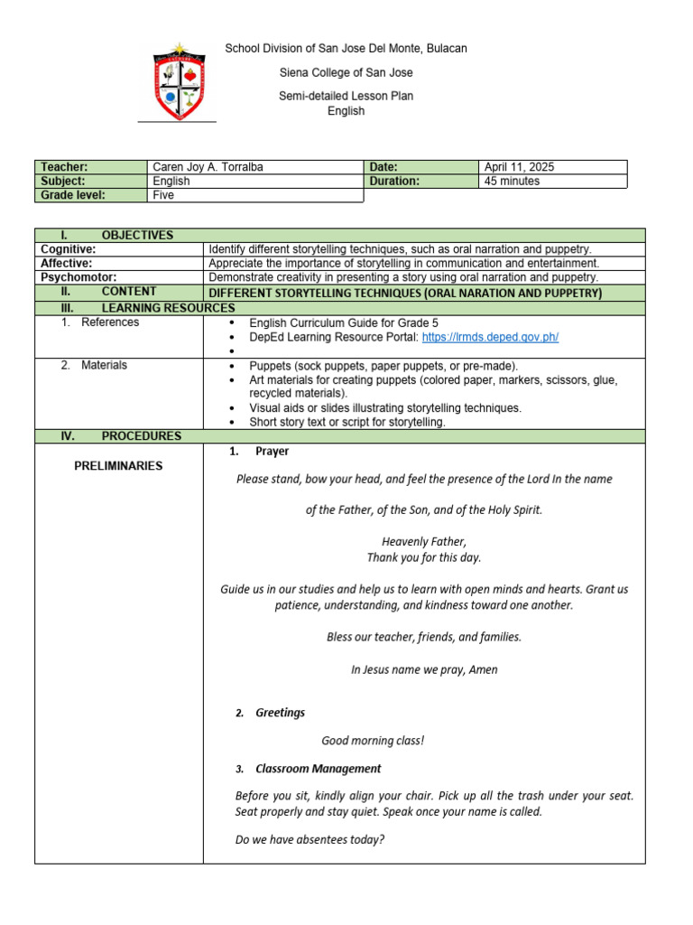 Teng-Module4-Lp-Storytelling Techniques-Torralba | PDF | Puppets | Storytelling