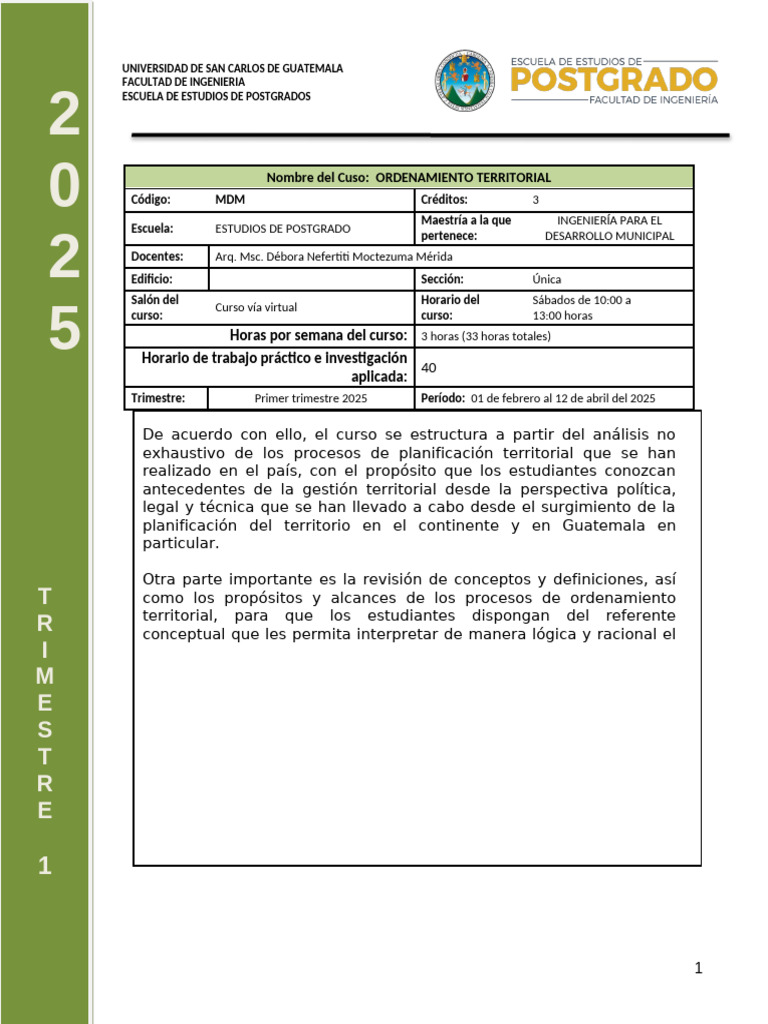 MIDM Ordenamiento Territorial 2025 | PDF | Planificación | Guatemala