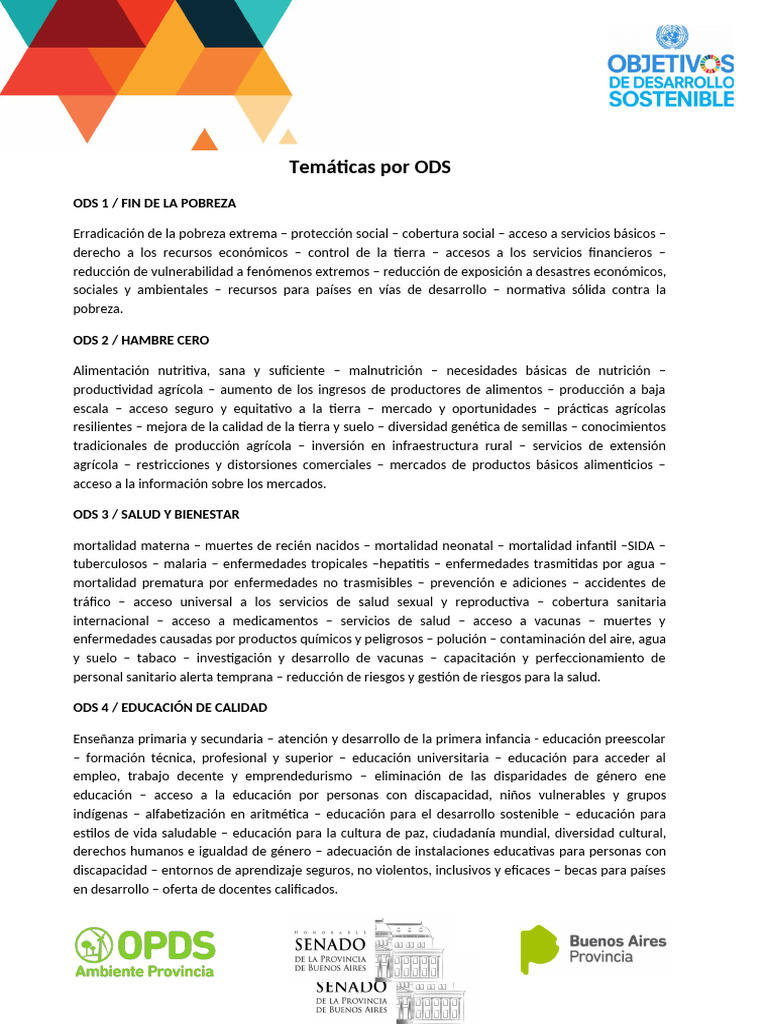 Metas Por ODS | PDF | Sustentabilidad | Saneamiento