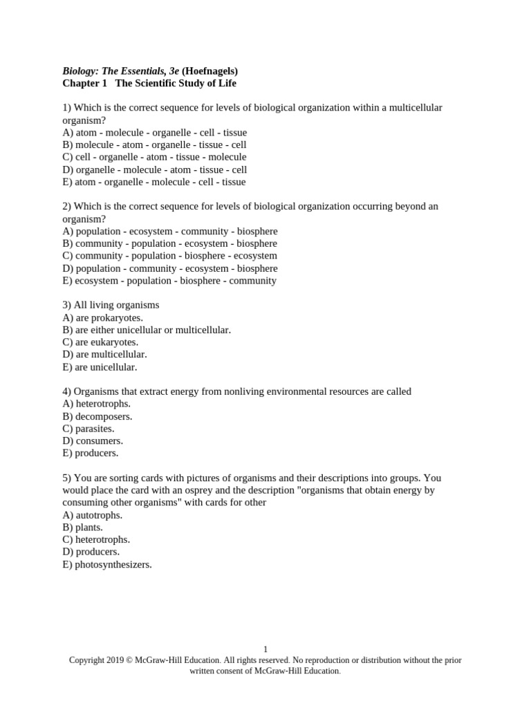 Hoefnagels3e Chapter01 TB | PDF | Reproduction | Cell (Biology)