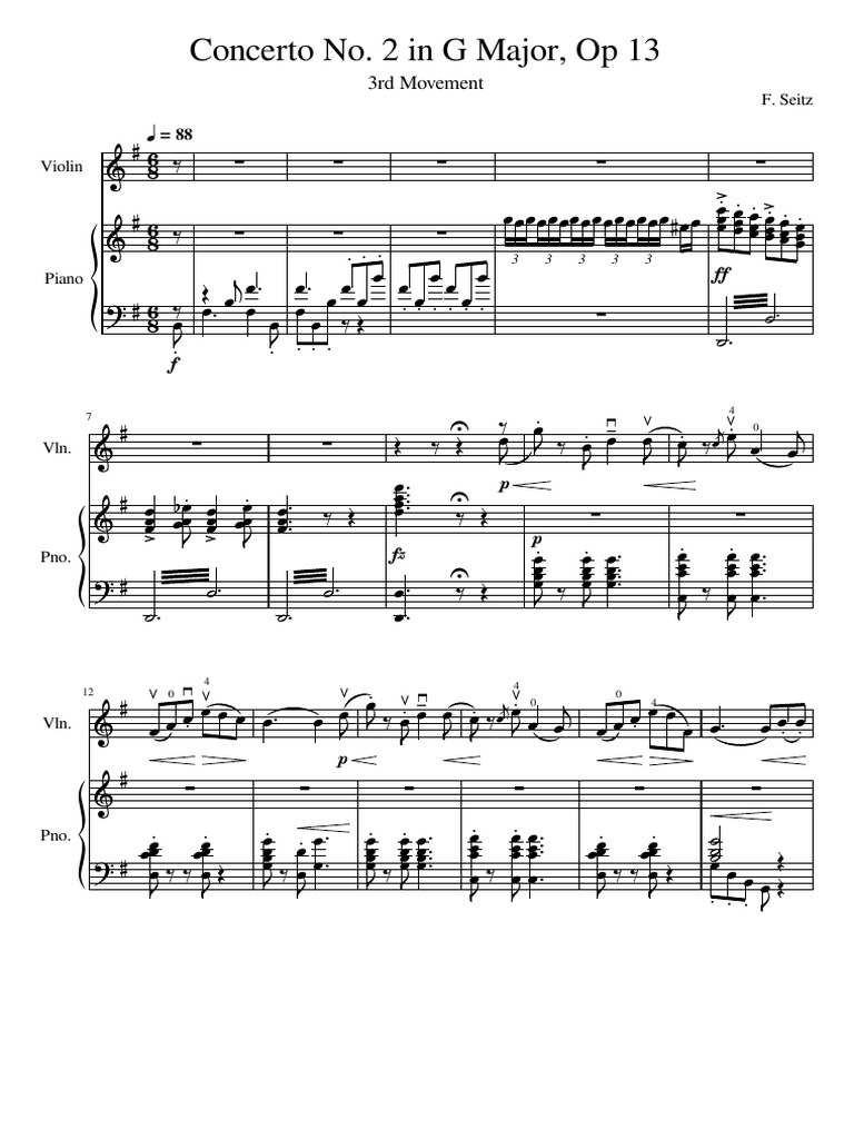 Seitz Concerto No in G Major RD Movement Op | PDF