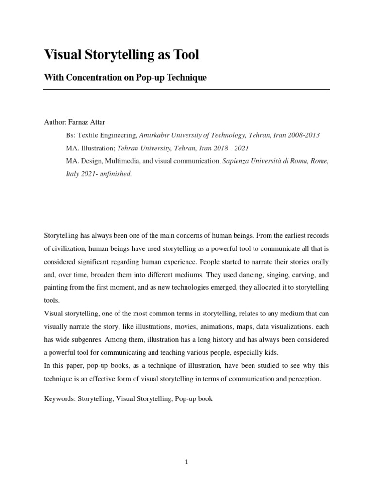 Pop-Up Technique in Visual Storytelling | PDF | Storytelling | Narrative