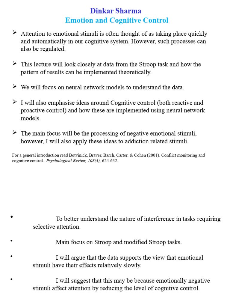 Intro To Attention Emotion and Cognative Control - Tagged | PDF ...
