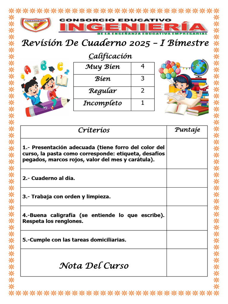 Formato de Revision de Cuadernos | PDF