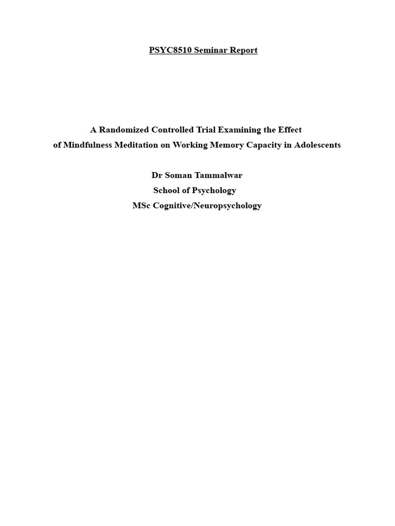 Seminar Report - DR Soman | PDF | Mindfulness | Meditation