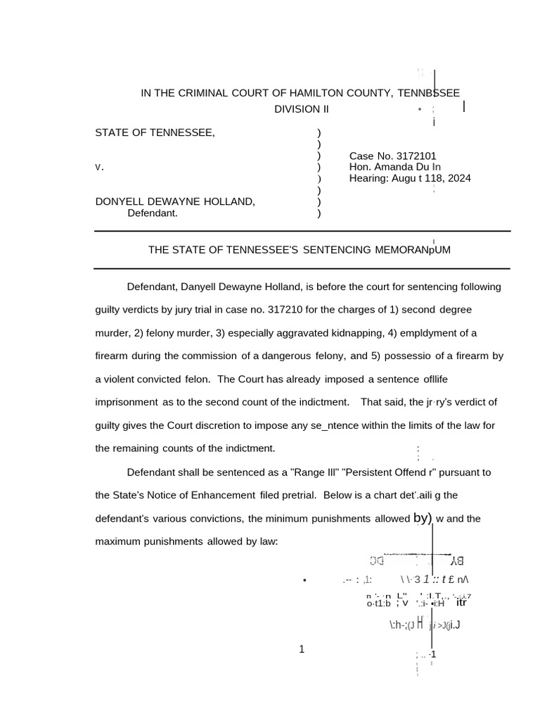 Sentencing Memorandum by State Tennessee | PDF | Felony | Probation