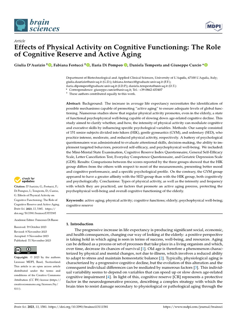 Effects_of_Physical_Activity_on_Cognitive_Function | PDF | Memory | Ageing