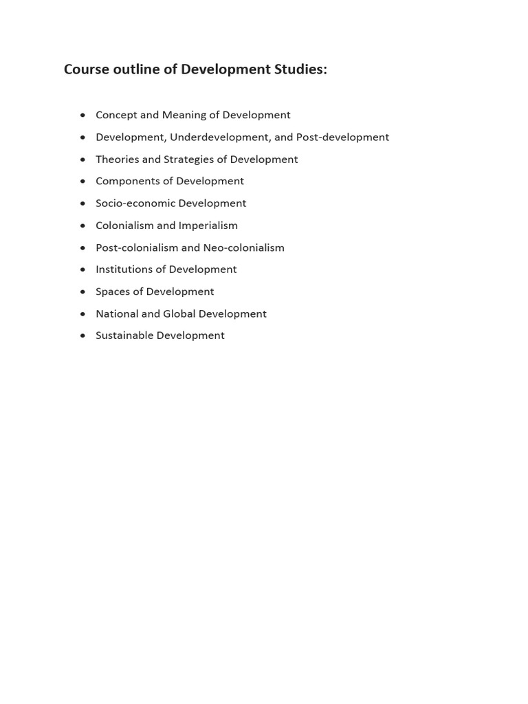 Course Outline of Development Studies | PDF
