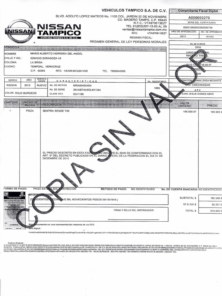 FAC NISSAN SENTRA | PDF