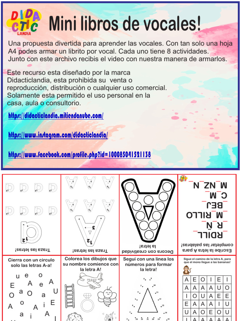 Mini libros para aprender vocales | PDF