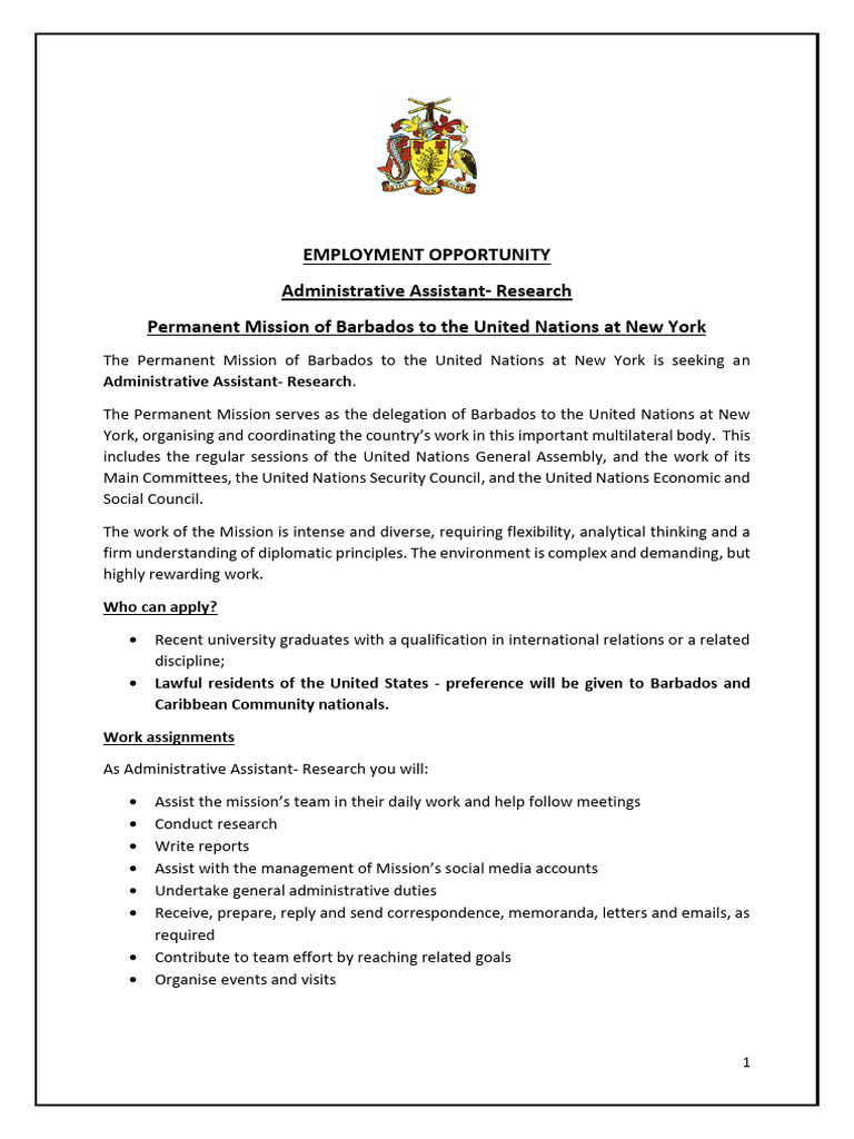 Administrative Assistant Job at UN | PDF | United Nations ...