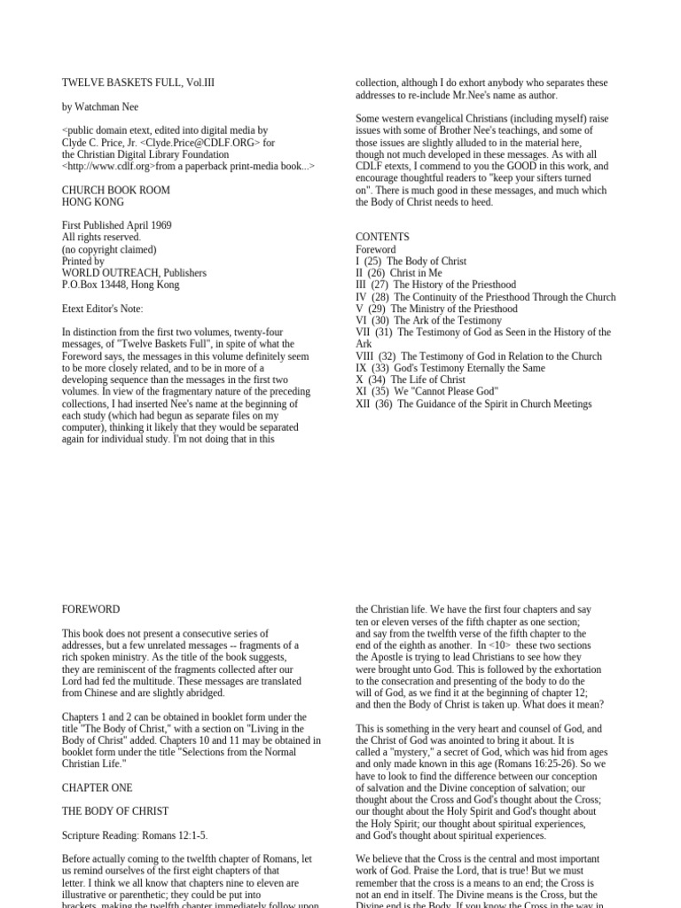 Twelve Baskets Full III | PDF | Salvation | Aaron