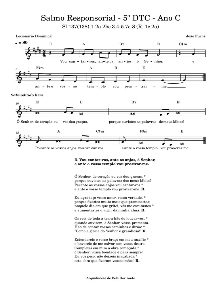 Salmo Responsorial - 5º DTC - Ano C | PDF