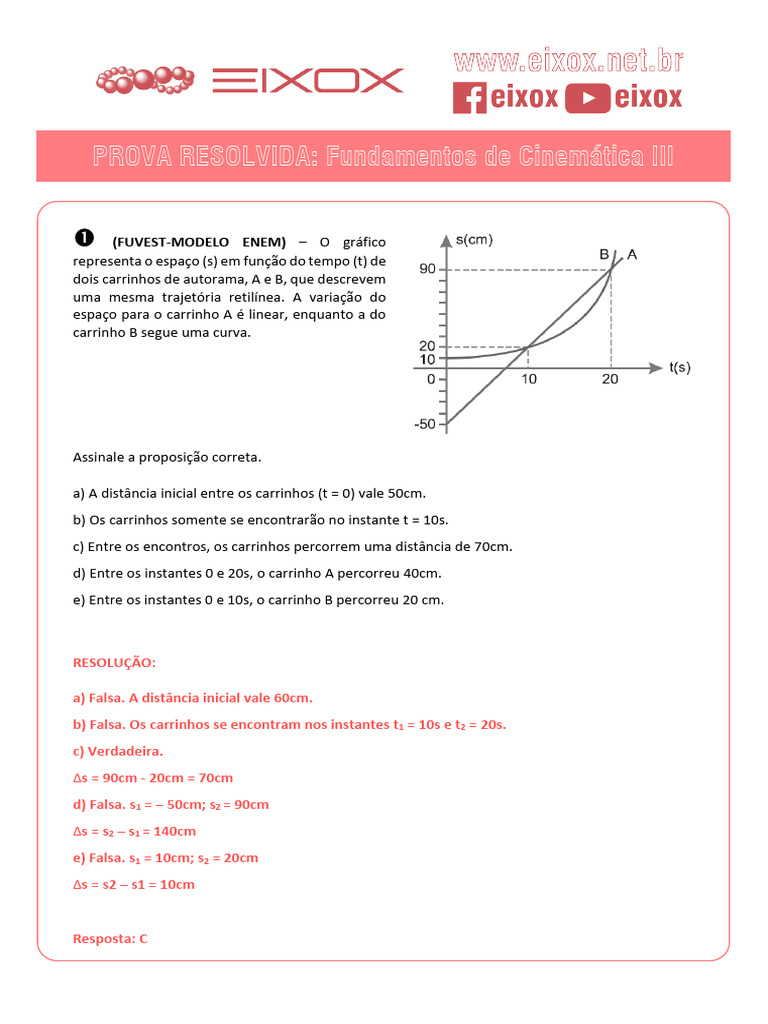 PROVA RESOLVIDA - Fudamentos de Cinemática 3 | PDF | Cinemática | Geometria