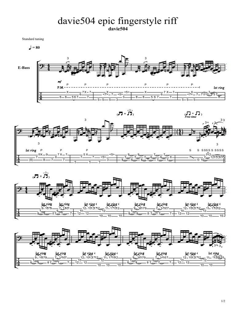 Davie504 Epic Fingerstyle Riff | PDF | Irish Musical Instruments | Guitar Family Instruments