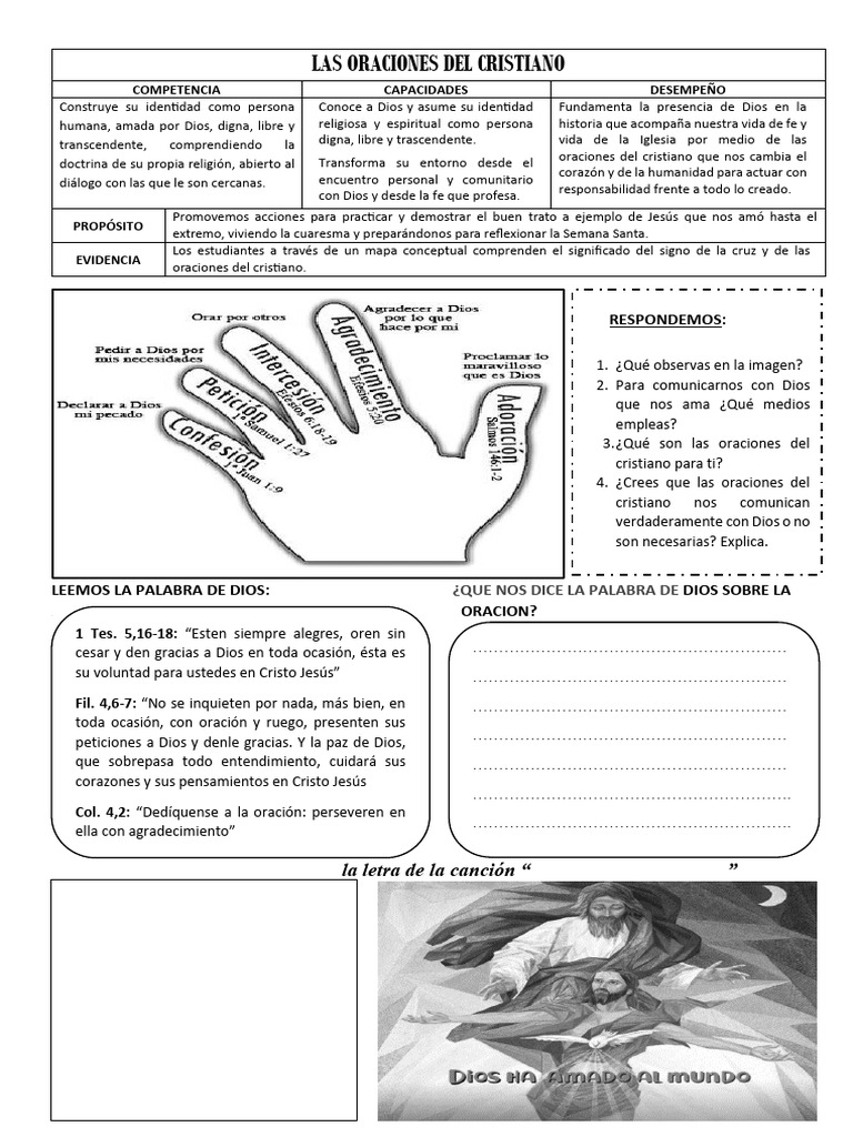 Ficha Informativa Oraciones Cristianas | PDF | Oración | Dios el padre