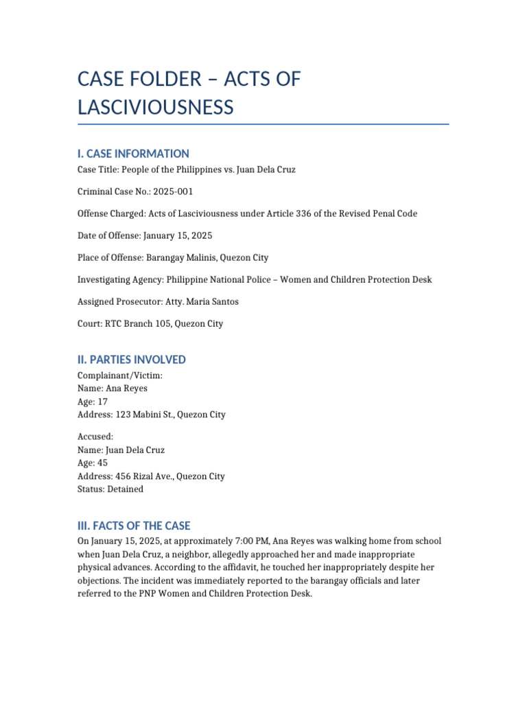 Case on Acts of Lasciviousness | PDF