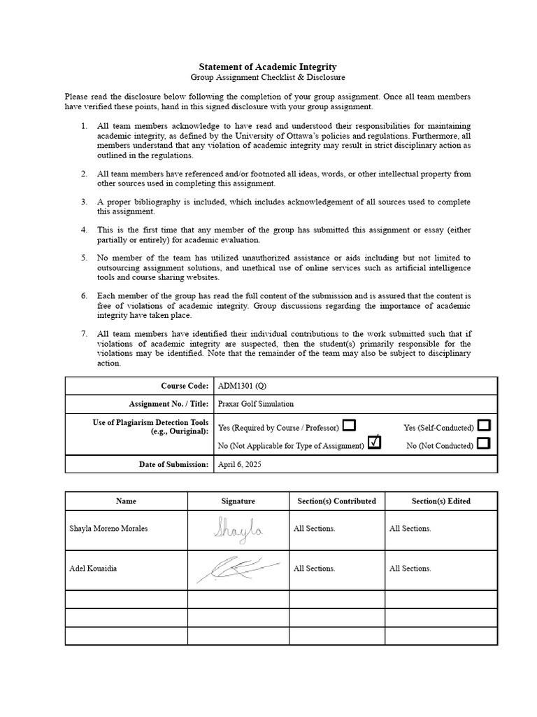 Statement of Academic Integrity - Business & Society | PDF | Academic ...