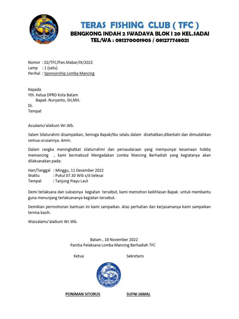 PROPOSAL Lomba Mancing | PDF