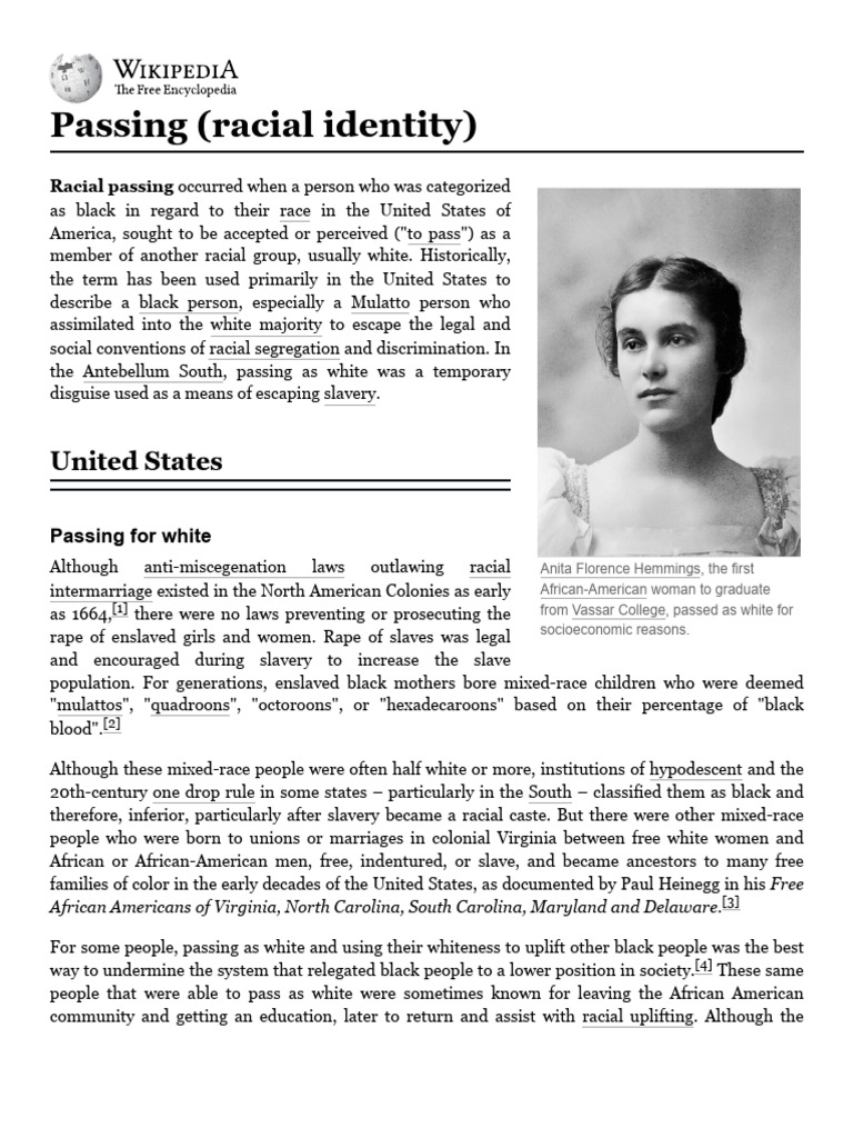 Passing (racial identity) | PDF | Race (Human Categorization)