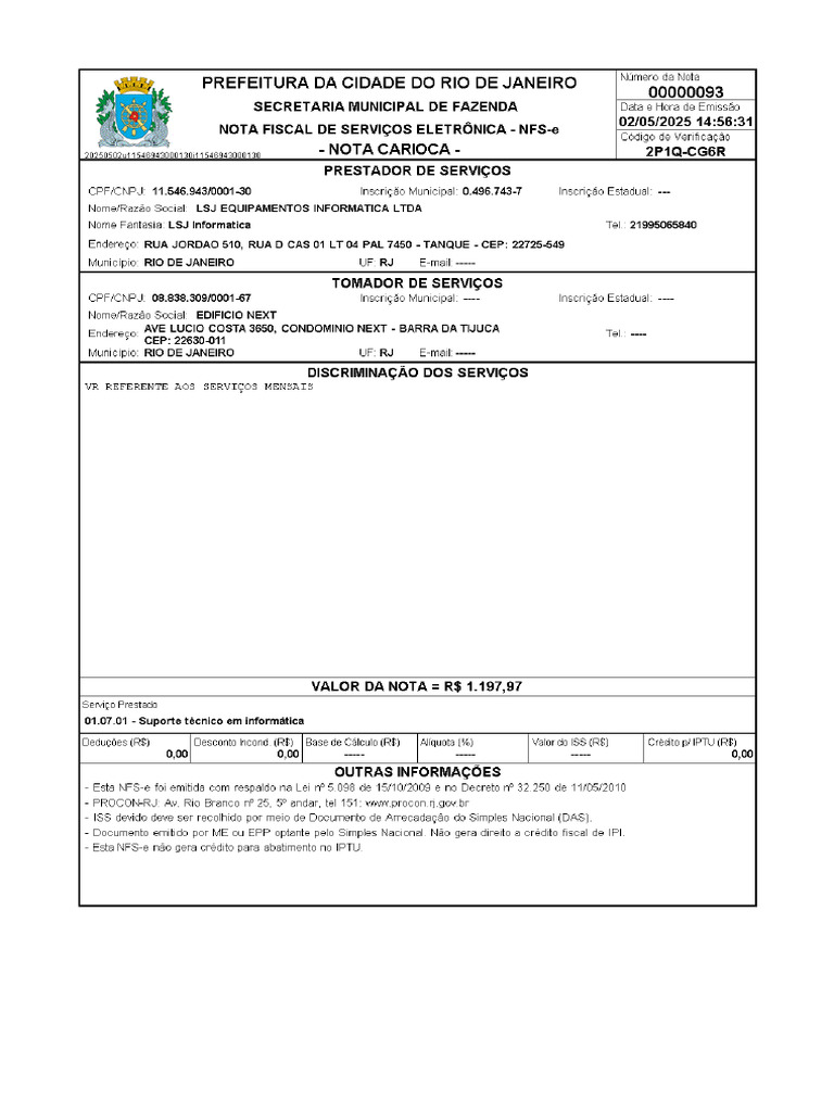 NFSe - 093 Cond Nest | PDF