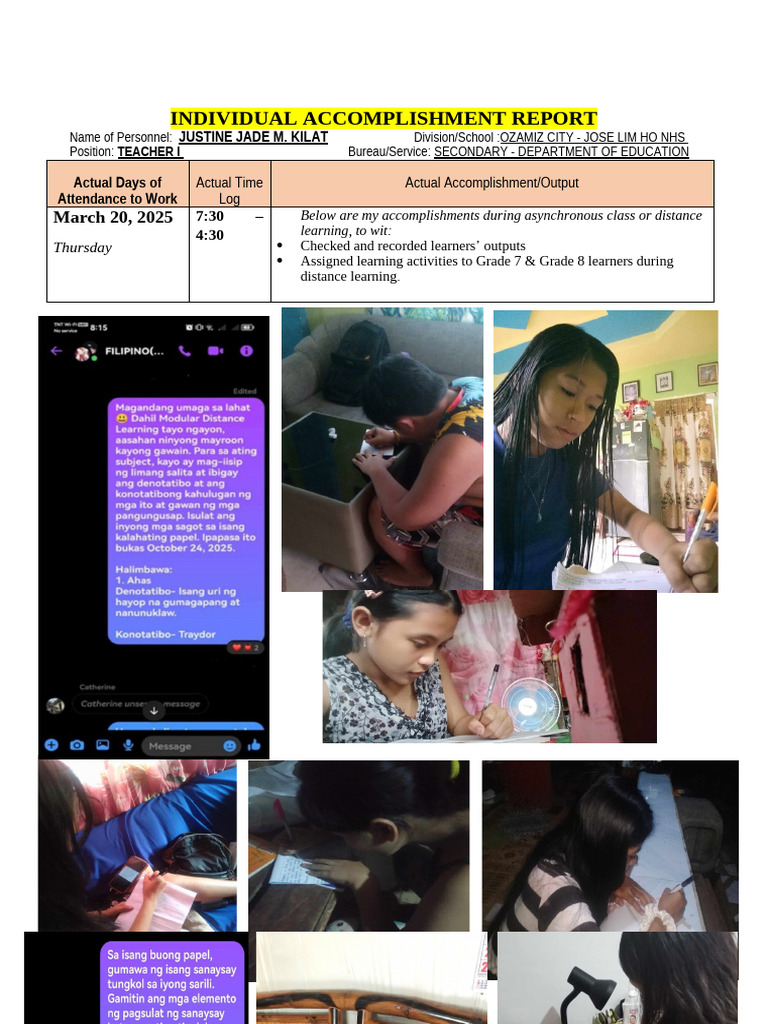 Accomplishment-Report-DTR-OCT | PDF | Learning | Behavior Modification