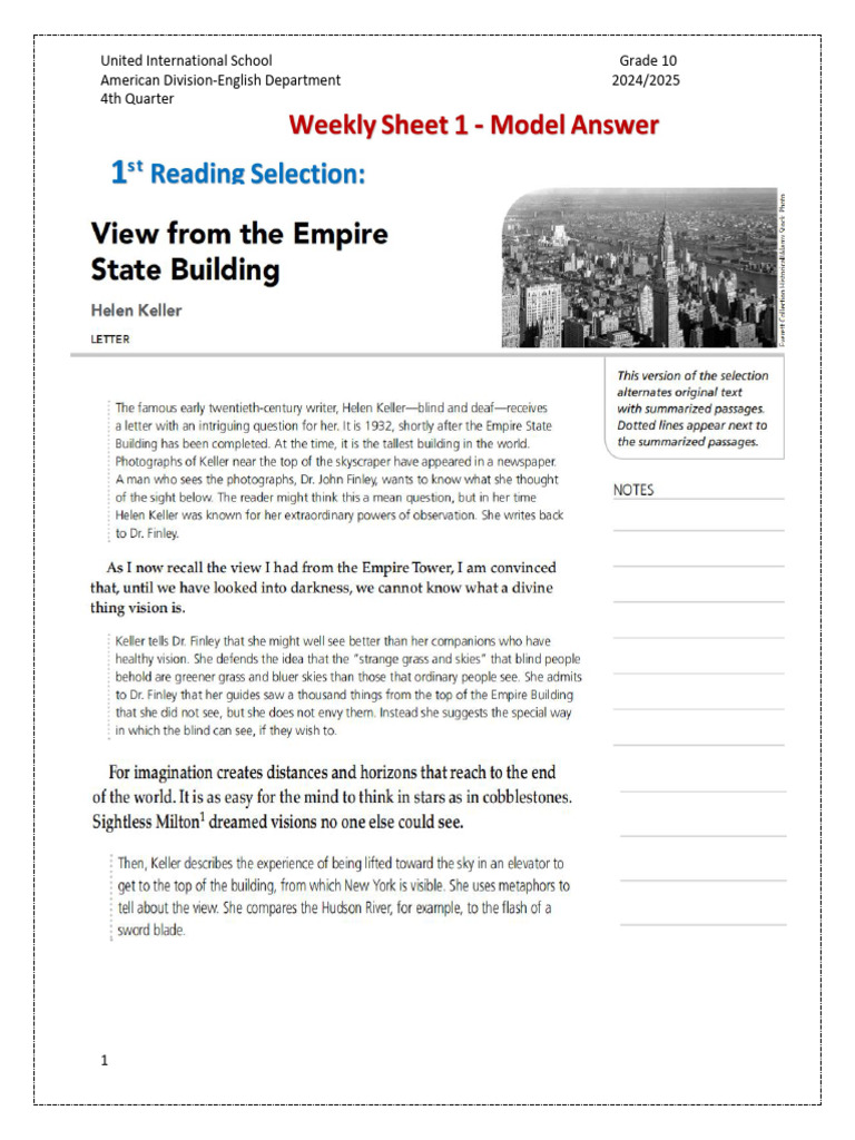 4th Q weekly sheet 1 - Model answer | PDF