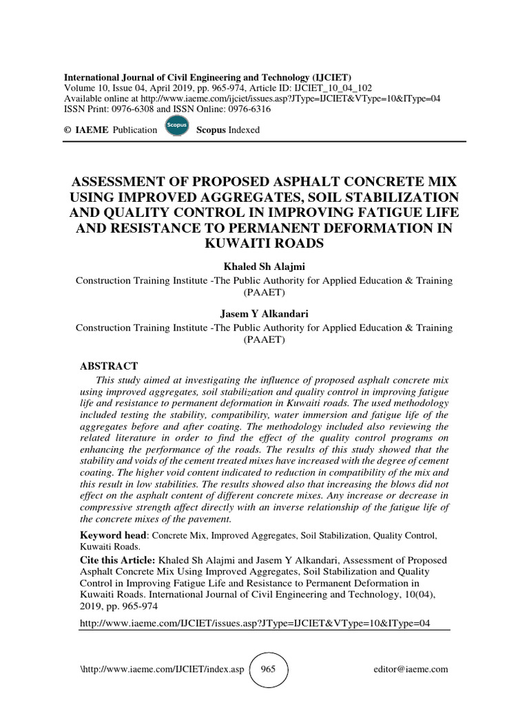 Assessment of Proposed Asphalt Concrete Mix Using Improved Aggregates ...